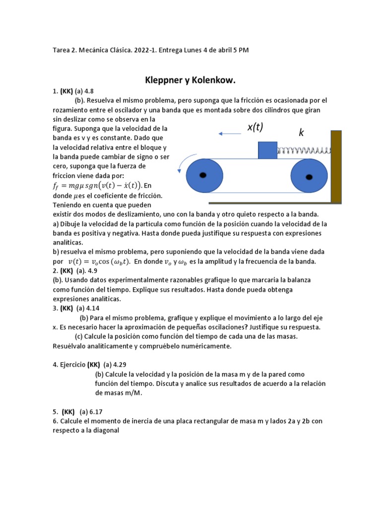 Solucionario Kleppner 2022-1 | PDF | Fricción | Velocidad