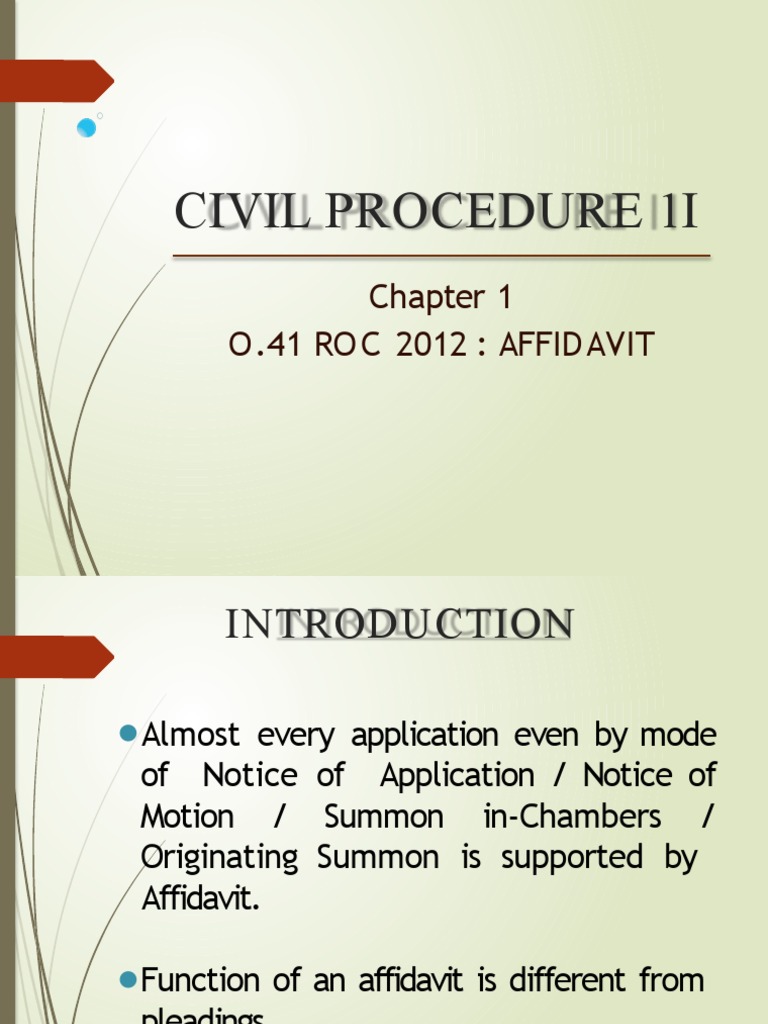 Chapter 1 - Affidavit | PDF | Affidavit | Deposition (Law)