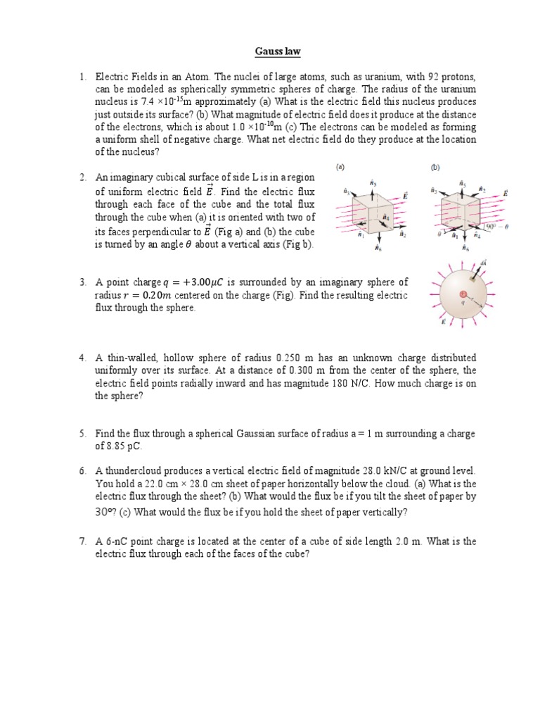 Gauss's Law: Problems and Solutions | PDF | Atomic Nucleus | Sphere