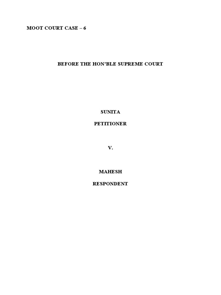 Moot Court Case | PDF | Marriage | Divorce