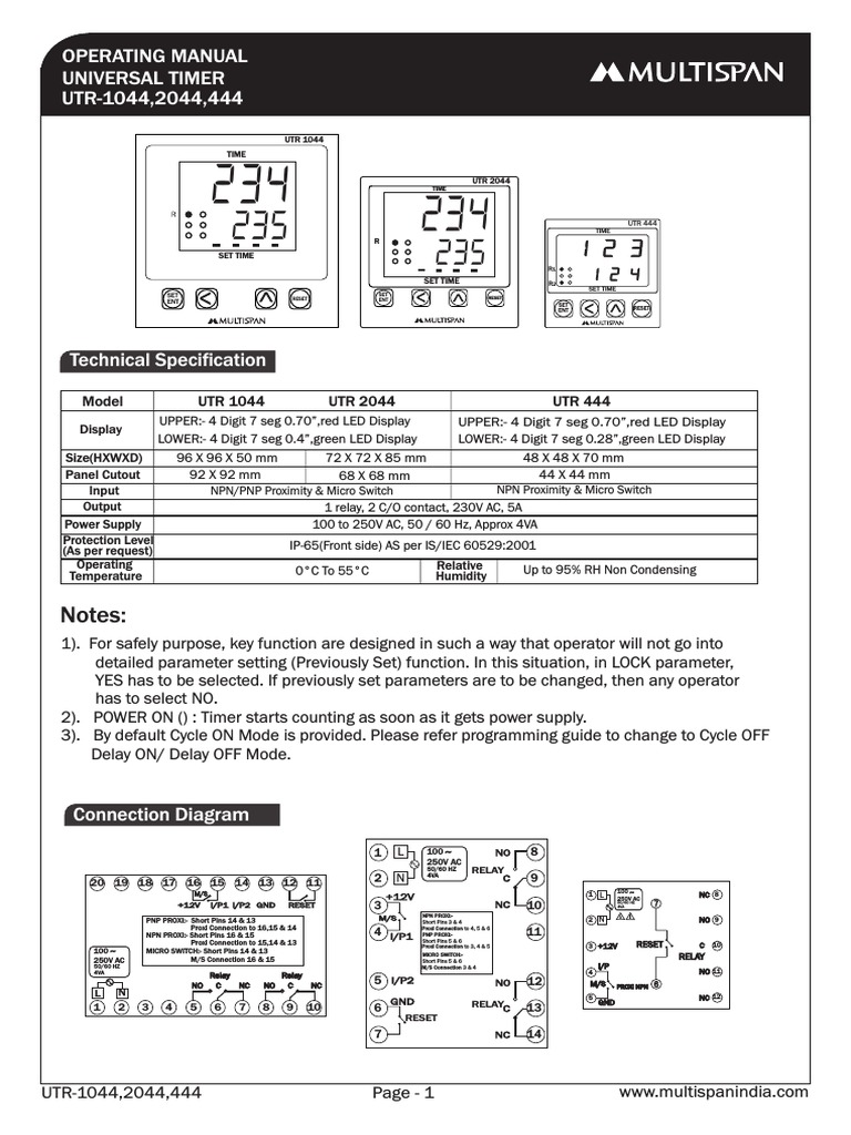 Universal Digital Timer Utr 444 PDF | PDF | Relay | Bipolar Junction Transistor