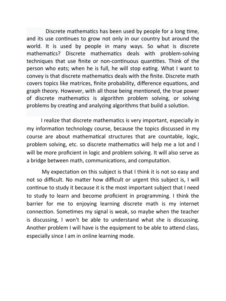 Importance of Discrete Mathematics | PDF | Career & Growth | Computers