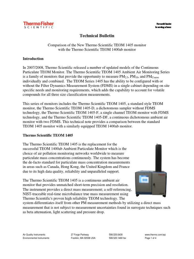 1405 Comparison Tech Note Edited | PDF | Particulates | Air Pollution
