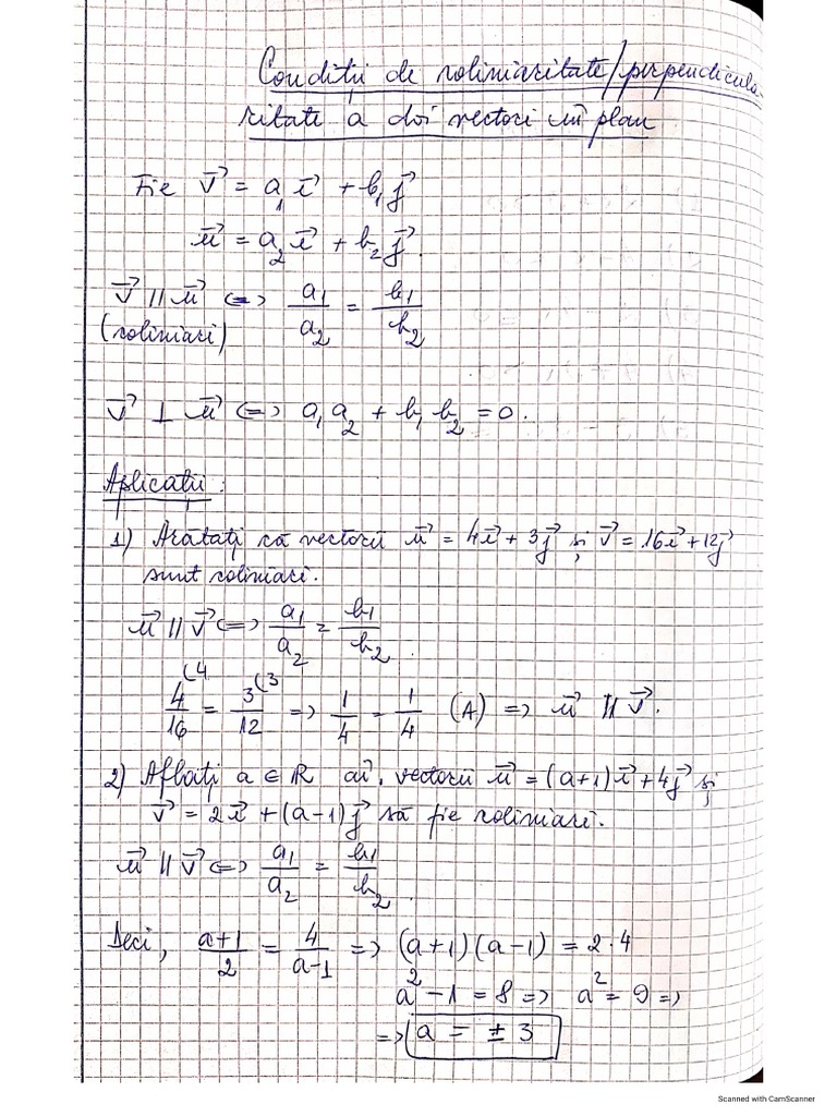 Vectori Coliniari Vectori Perpendiculari | PDF