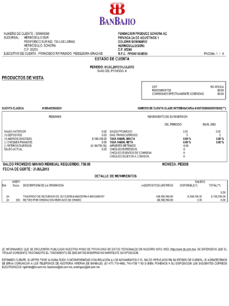 Banbajio Estado de Cuenta | PDF