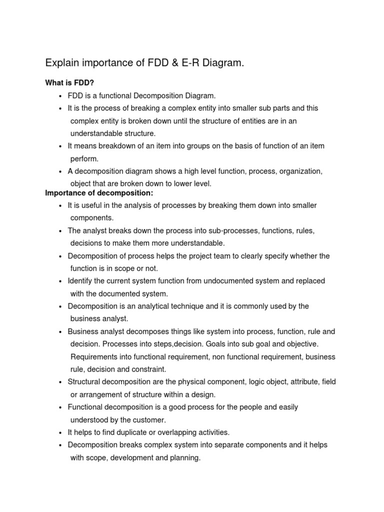 Explain Importance of FDD & E-R Diagram | PDF | Data | Information Technology