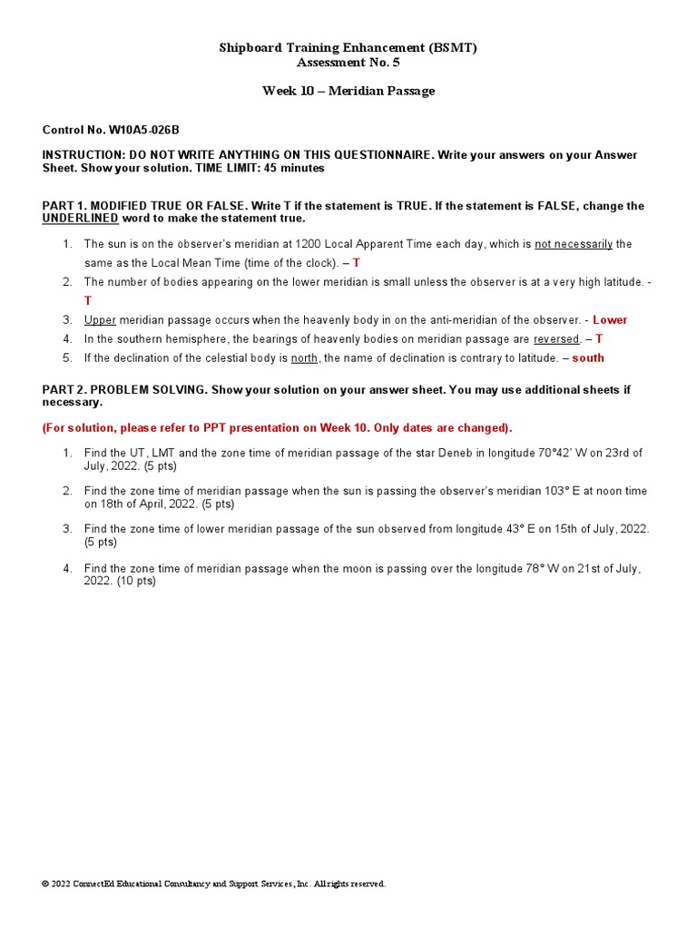BSMT Act 5 - Set B Answer Key | PDF