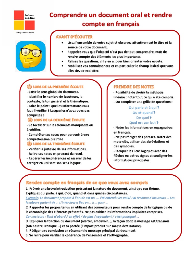 Méthodologie du compte rendu oral en français | PDF | Langue française ...