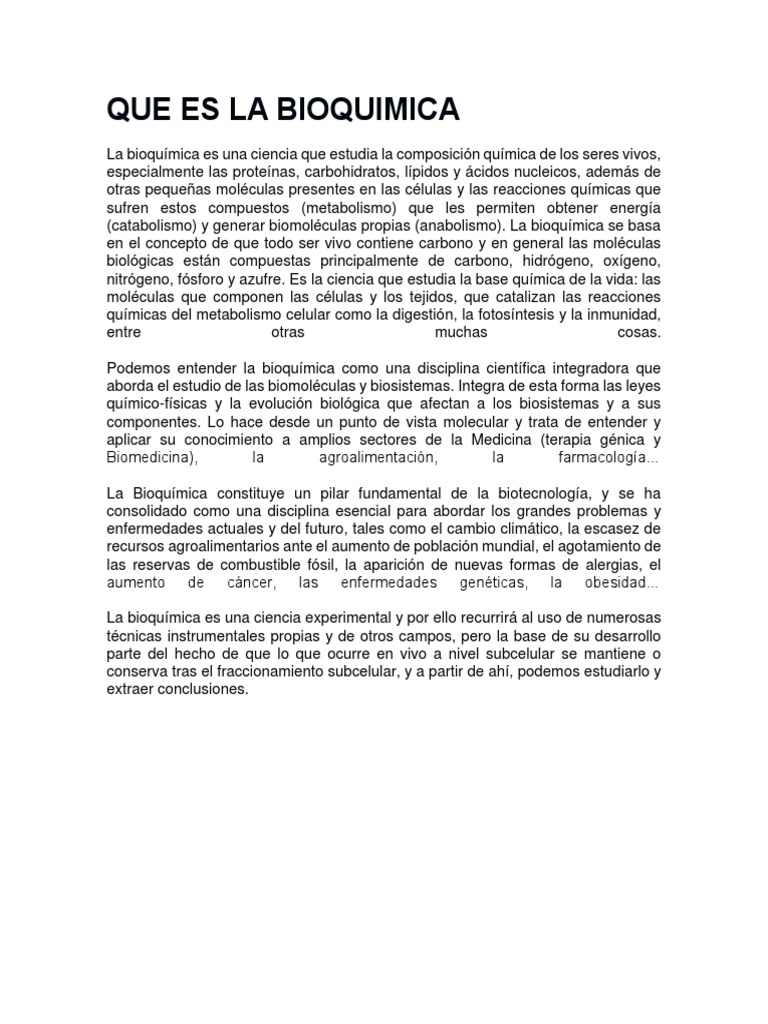 Bioquímica: Ciencia de la Vida | PDF