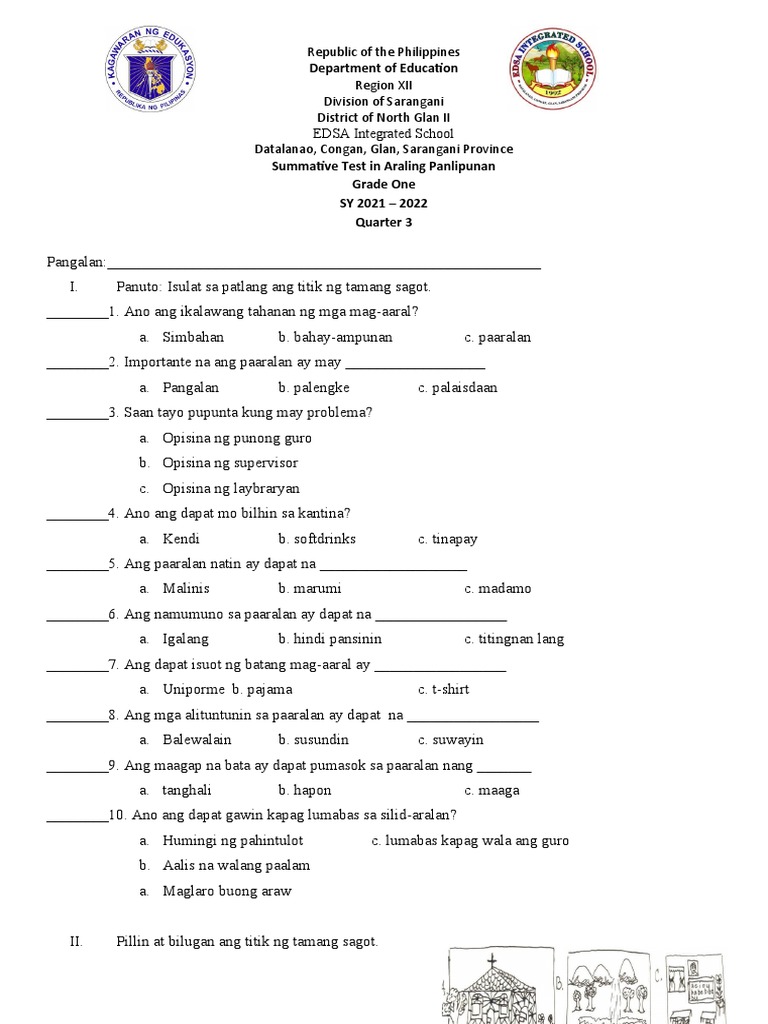 Summative Test in Q3 in Grade 1 | PDF