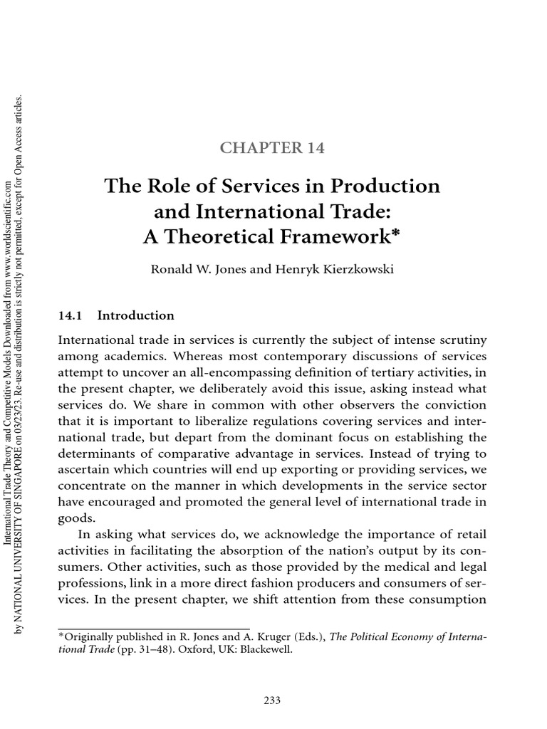 The Role of Services in Production and International Trade: A Theoretical Framework | PDF ...