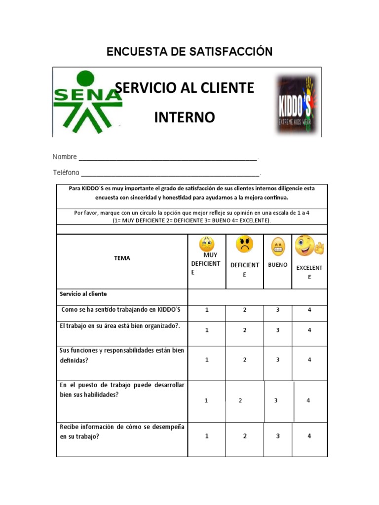 ENCUESTA DE SATISFACCIÓN Cliente Interno | PDF | Business