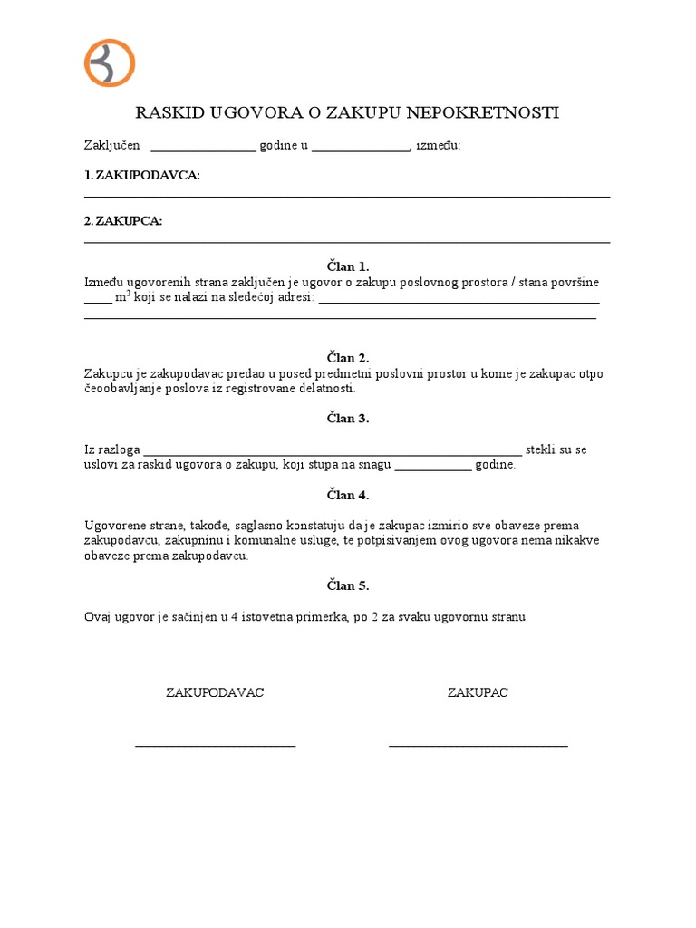 RASKID-UGOVORA-O-ZAKUPU-NEPOKRETNOSTI | PDF