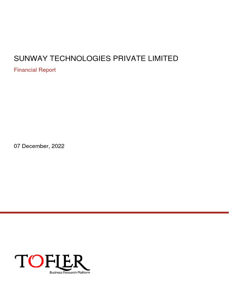 SUNWAY TECHNOLOGIES PRIVATE LIMITED Financial Report | PDF | Expense ...