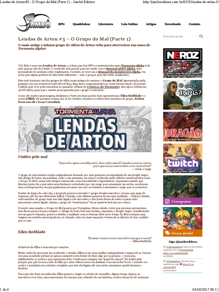 Lendas de Arton: O Grupo do Mal | PDF