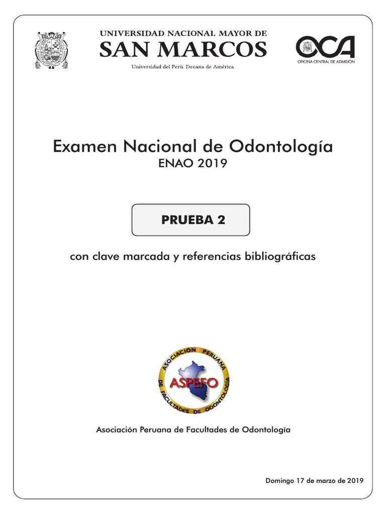 ENAO - 2019 - Prueba - 2-2 EDITADO NUEVO PDF | PDF | Odontología | Análisis FODA