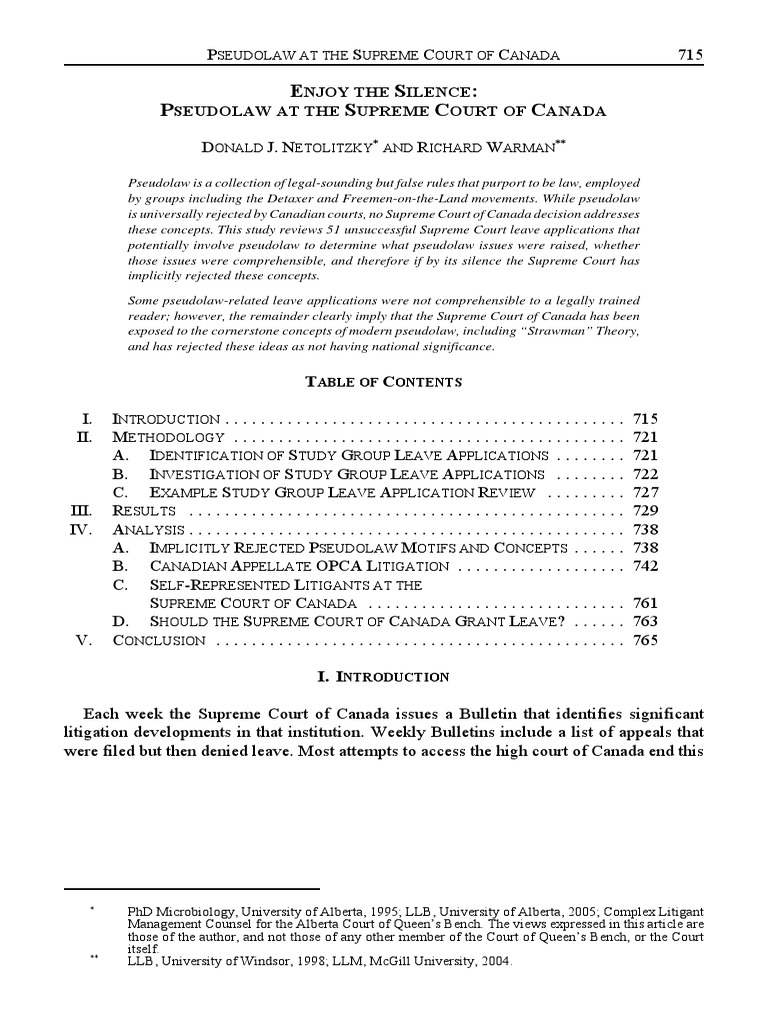 Implicit Rejection: An Analysis of Pseudolaw Concepts Raised in Unsuccessful Applications for ...