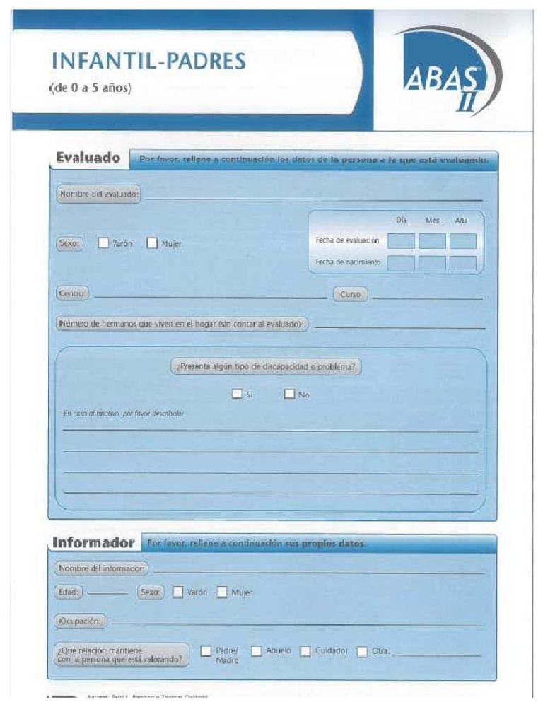 ABAS Infantil Padres PDF | PDF