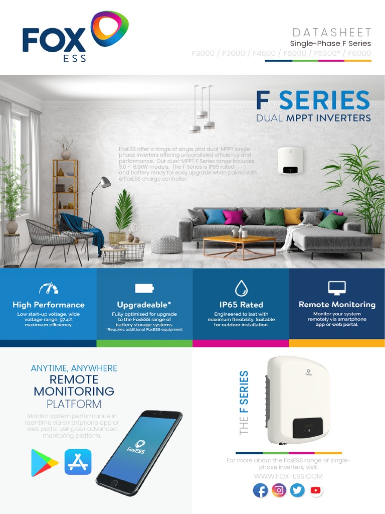 FoxESS F Series Single-Phase Dual MPPT Inverters Datasheet: Technical Specifications and ...