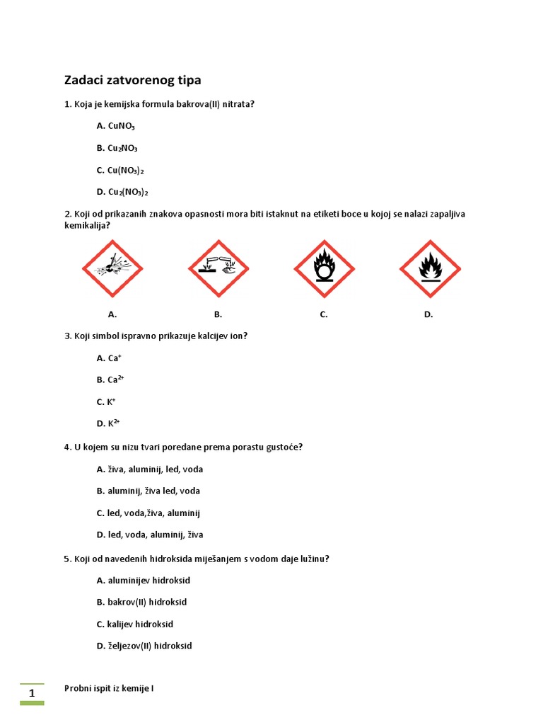 Prvi Primjer Nacionalnog Ispita 1 | PDF