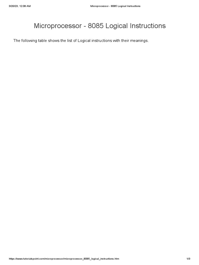 8085 Logical Instructions Guide | PDF | Central Processing Unit | Office Equipment