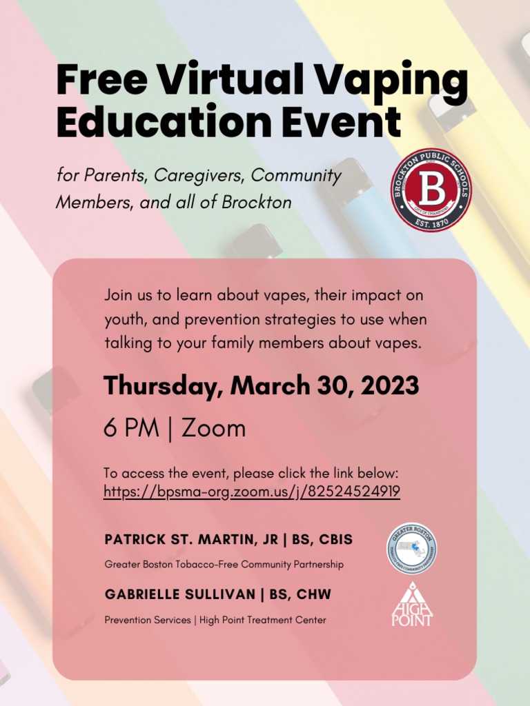 Brockton Parent Education Flyer Vaping Presentation 3-30-23 | PDF