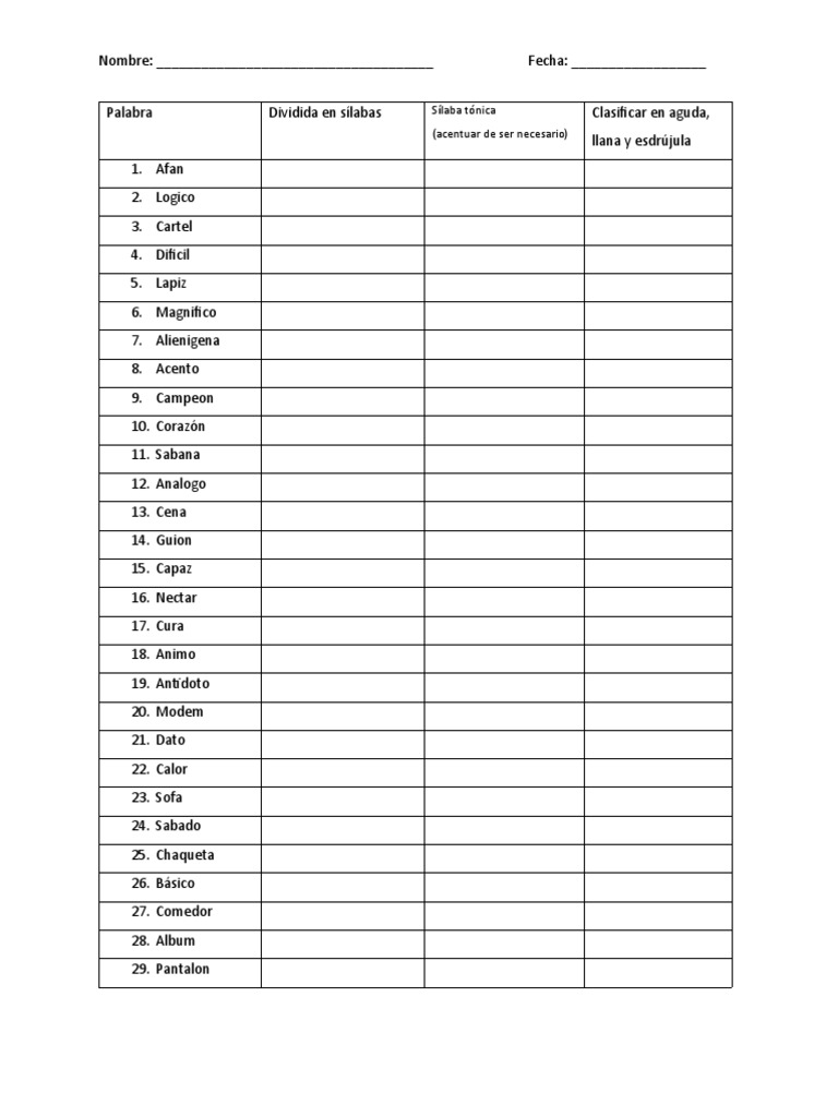 Ejercicios de práctica de acentuación 11mo | PDF
