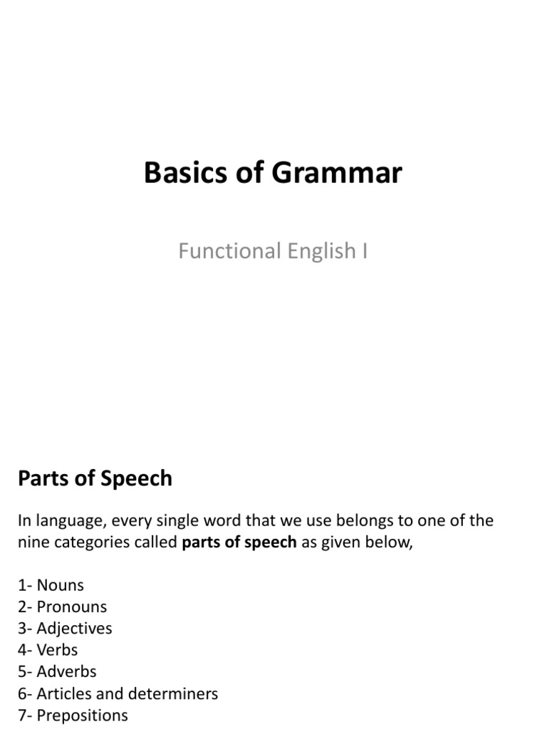 Basics of Grammar PDF | PDF | Part Of Speech | Noun