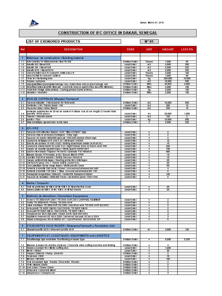 Liste Exo Ifc N20-26-08-2022 | PDF | Concrete | Drainage