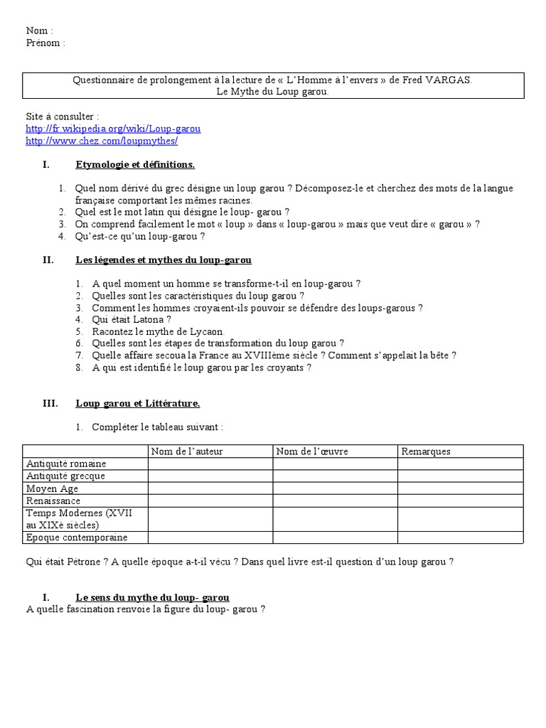 Question Loup Garou | PDF