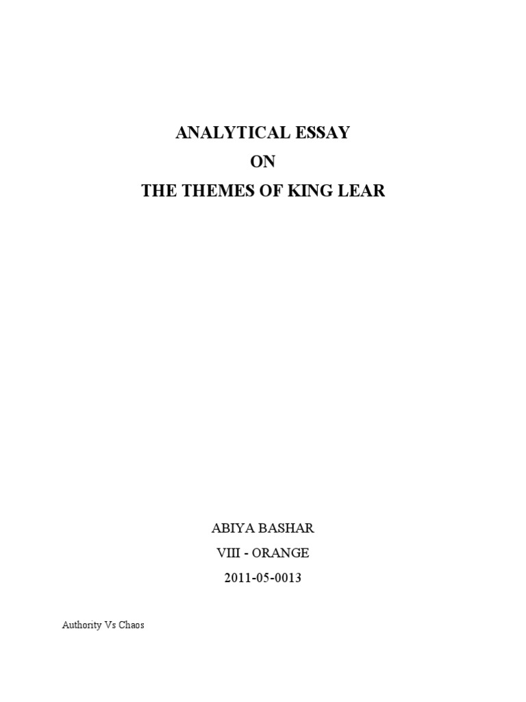 Analytical Essay | PDF | King Lear