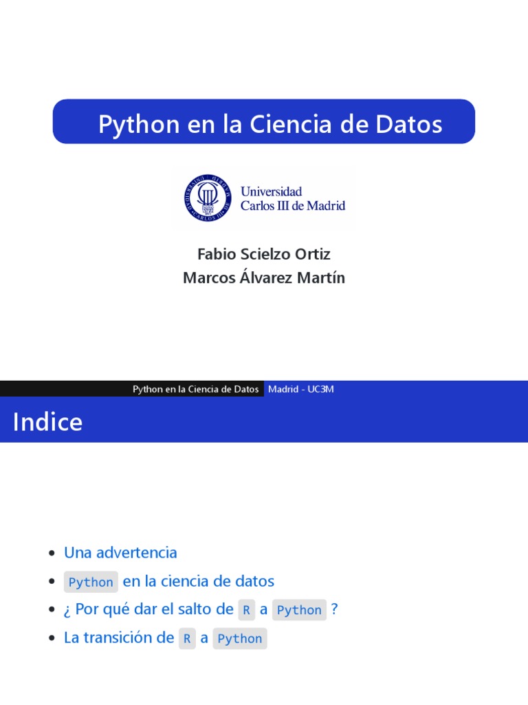 Python en La Ciencia de Datos: Fabio Scielzo Ortiz Marcos Álvarez Martín | PDF | Python ...
