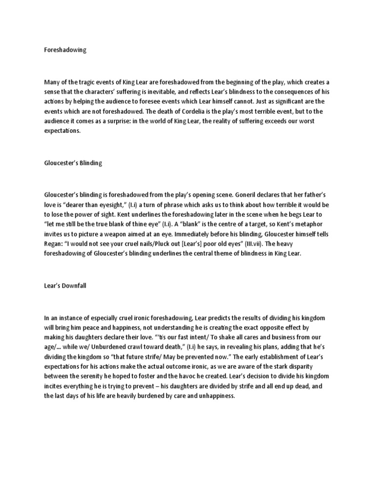 Foreshadowing | Download Free PDF | King Lear