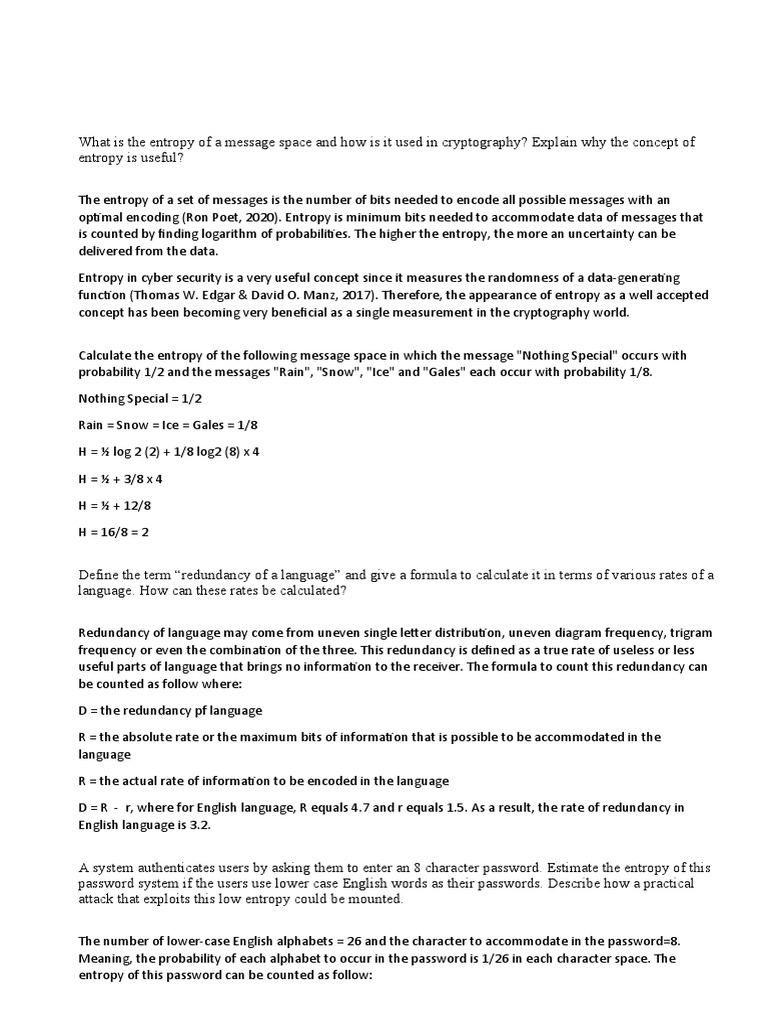 How entropy is used in cryptography and why it is a useful concept | PDF | Password | Encryption