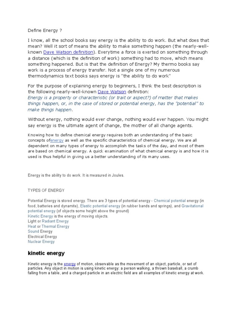 Define Energy | Download Free PDF | Potential Energy | Light