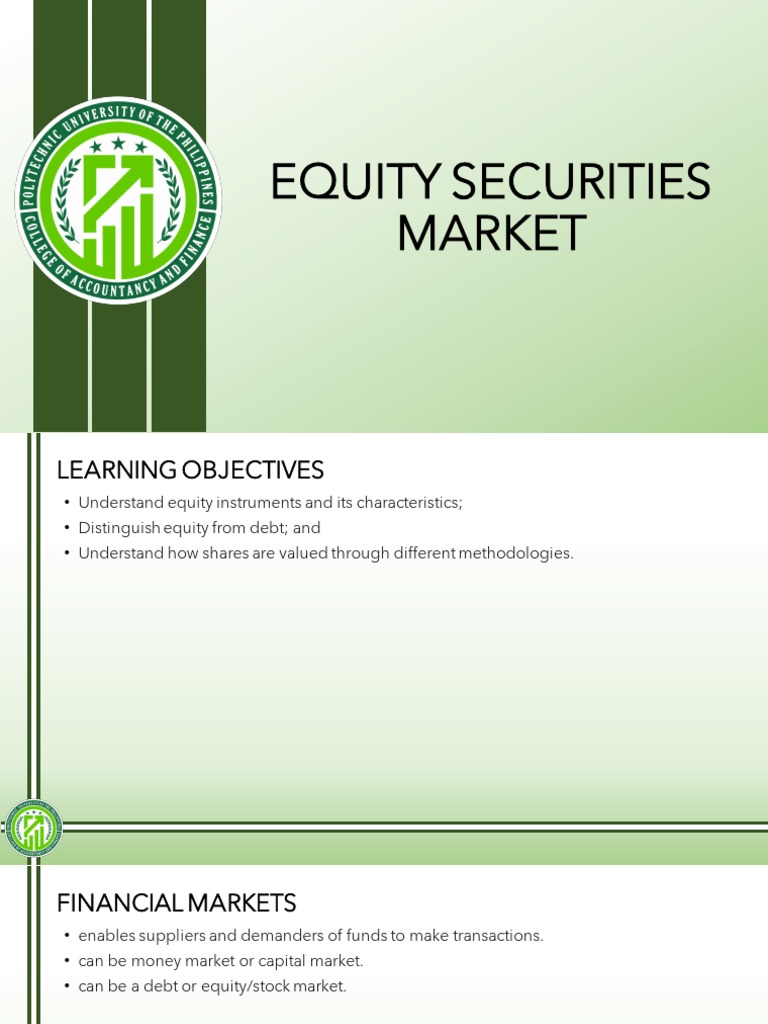Equity Securities Market | PDF | Stocks | Equity (Finance)