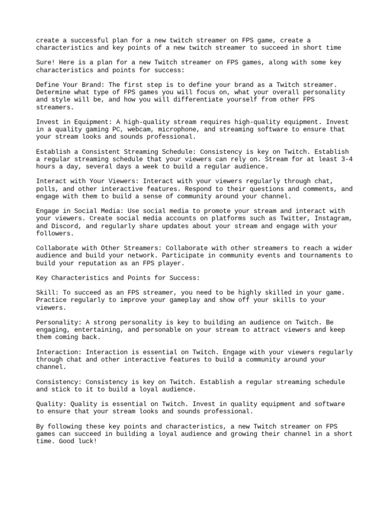 How To Become Successful in Twitch Streaming - Plan | PDF | Social ...