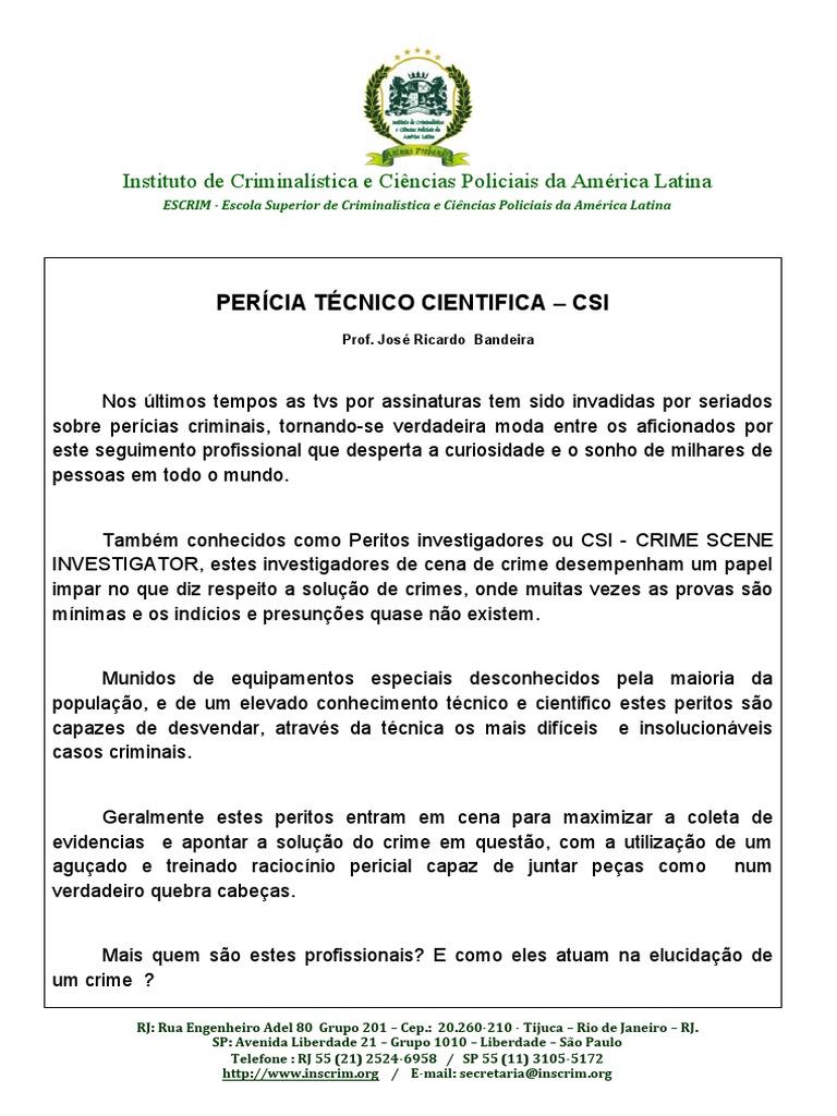 Peritos Criminais: Funções e Importância | PDF | Testemunha ...