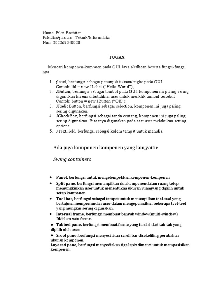 Java Gui Fungsi Kegunaan 22 | PDF