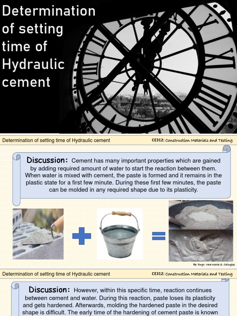 Lecture Note 7. Setting Time of Hydraulic Cement | PDF | Concrete | Cement