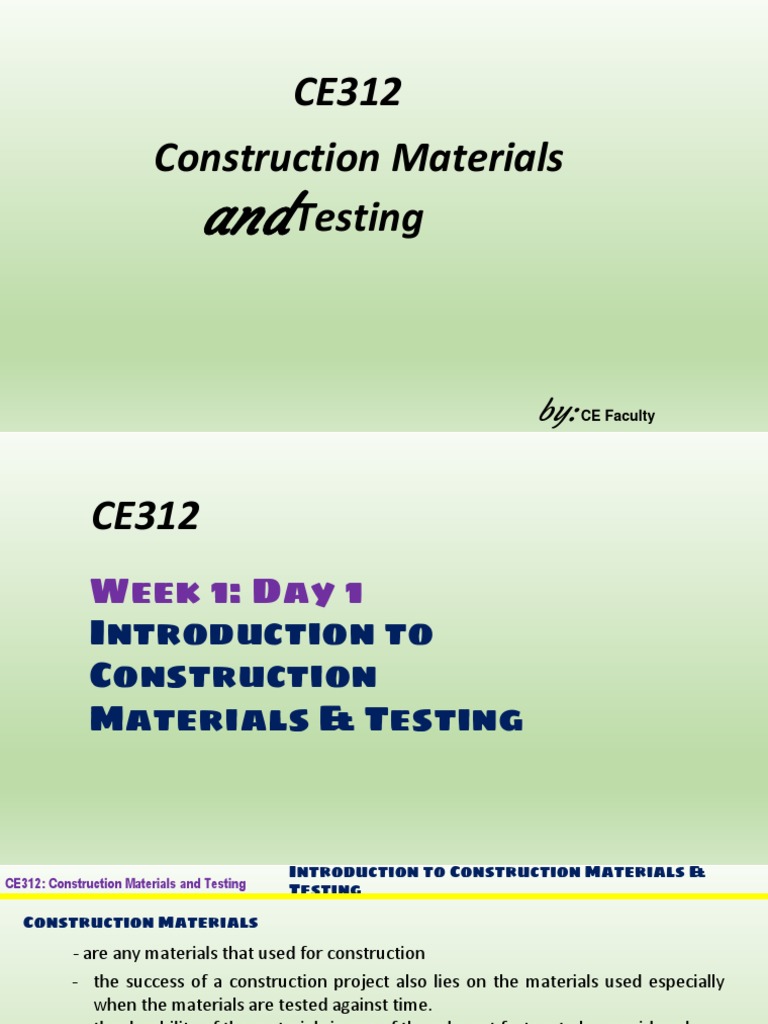 Lecture Note 1. Introduction To Construction Materials Testing | PDF ...