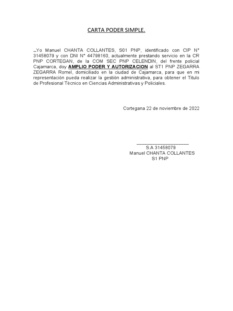 Carta Poder Simple | PDF