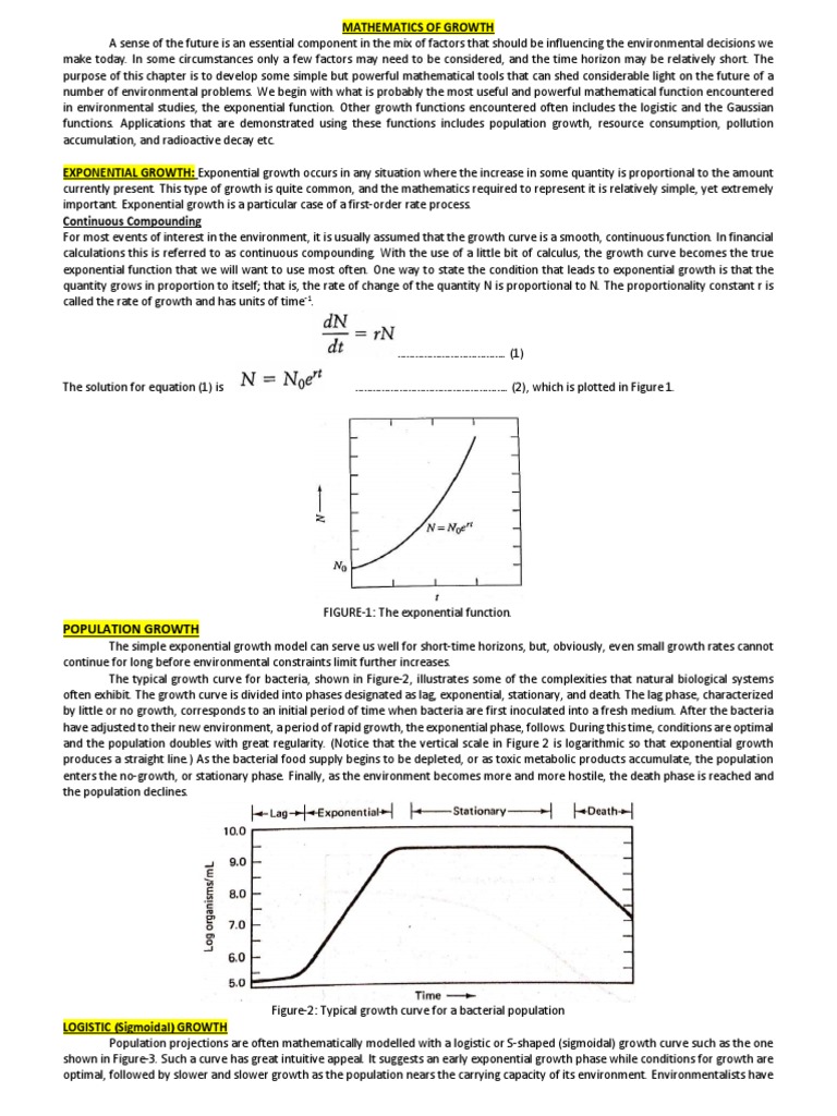 Mathematics of Growth Models | PDF | Logistic Function | Population Growth