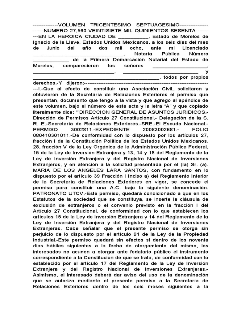Acta Constitutiva Ac | PDF | México | Votación