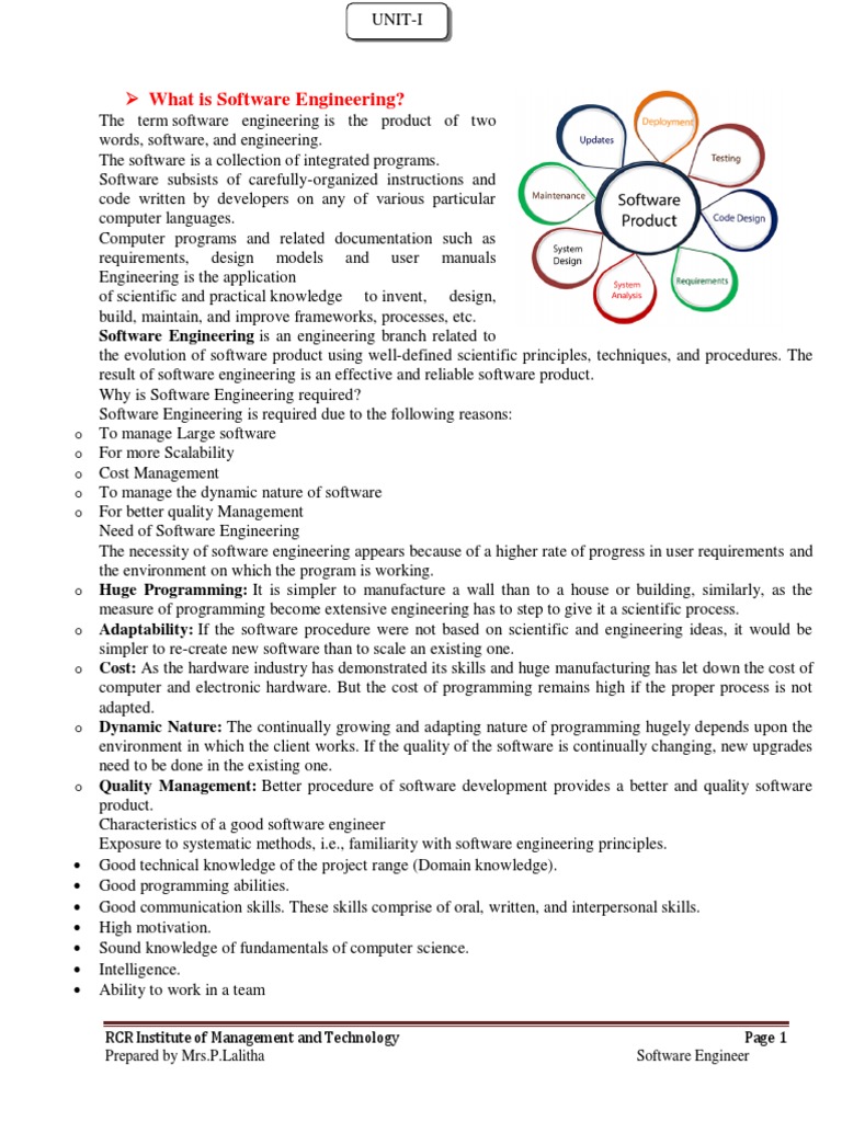 301 Software Engineering Unit-1 PDF | Download Free PDF | Software Development Process | Engineering