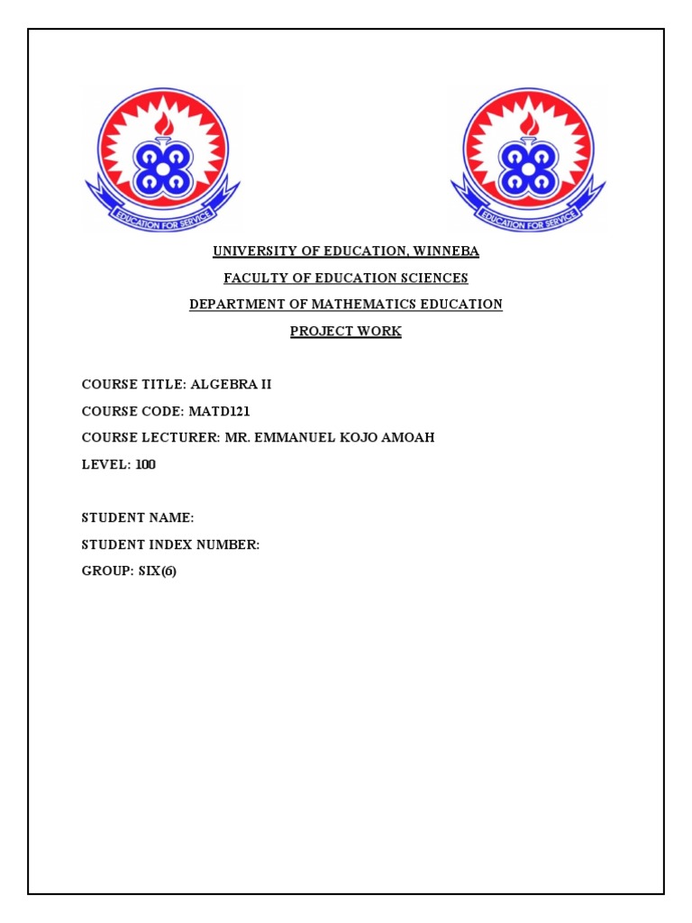 Algebra Ii Project Work - 102949 | PDF | Matrix (Mathematics) | Algebra