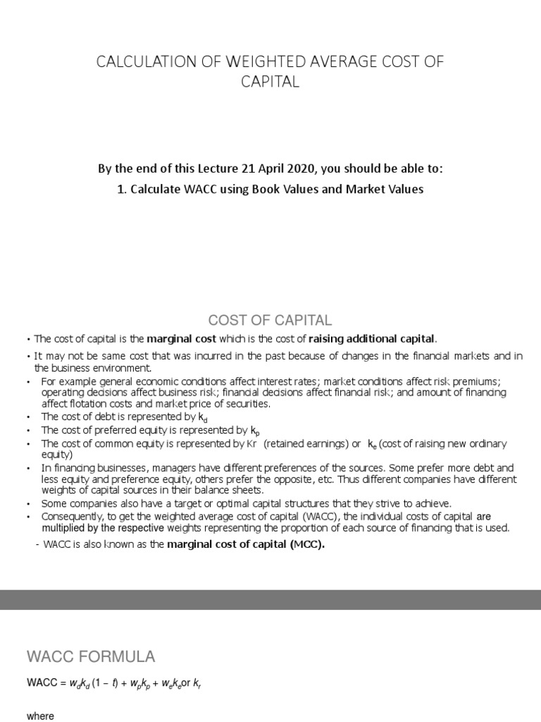 6 Corp Fin 1 Wacc | PDF | Cost Of Capital | Equity (Finance)