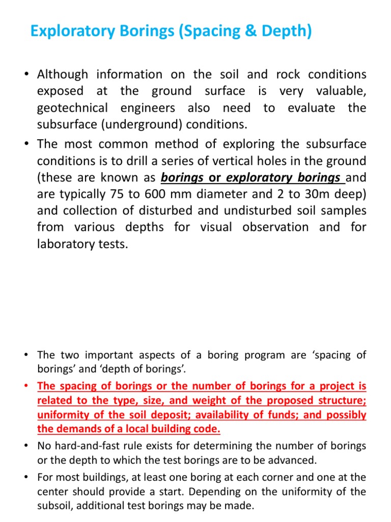 Exploratory Boring Spacing & Depth | PDF | Earth Sciences | Civil ...