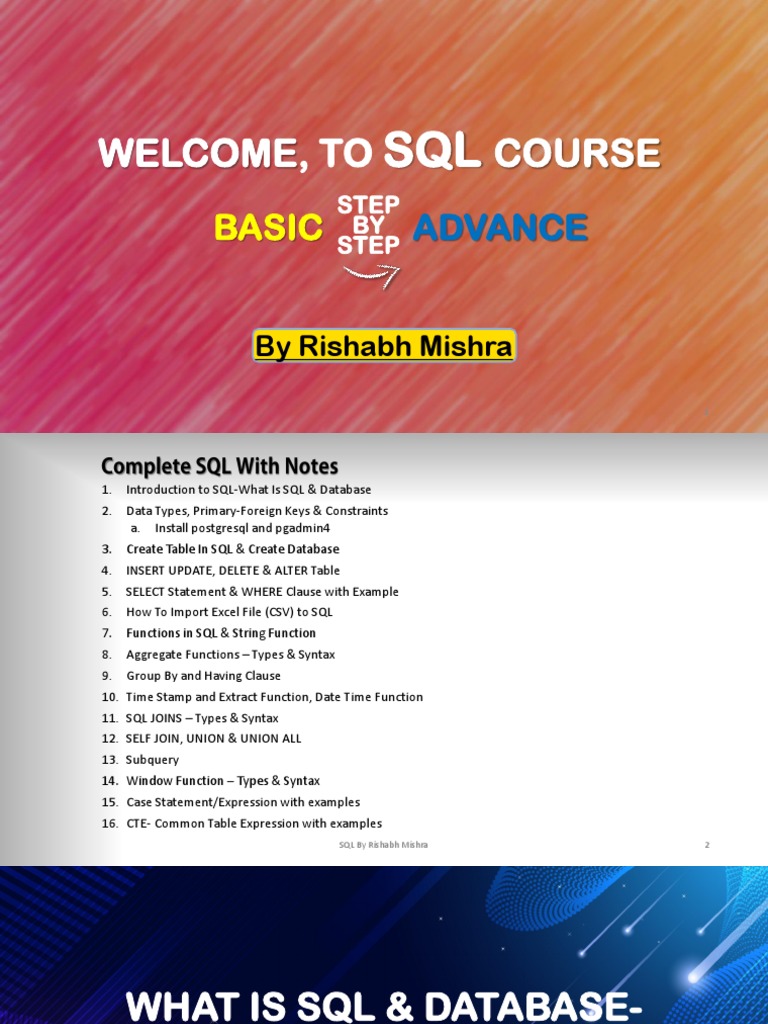 Complete SQL Tutorial in Hindi by Rishabh Mishra | PDF | Sql | Table ...