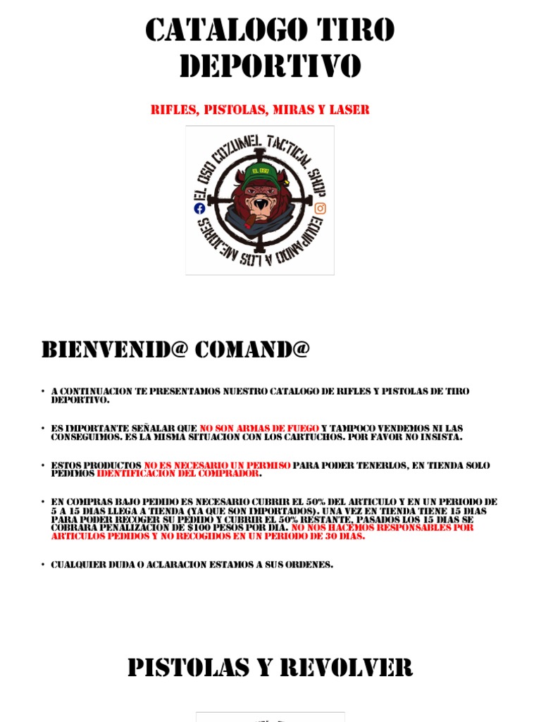 Catalogo Pistolas y Rifles Tiro Deportivo El Oso 2021 PDF | PDF ...